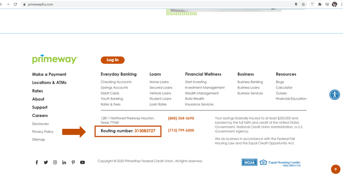What is the PrimeWay routing number?